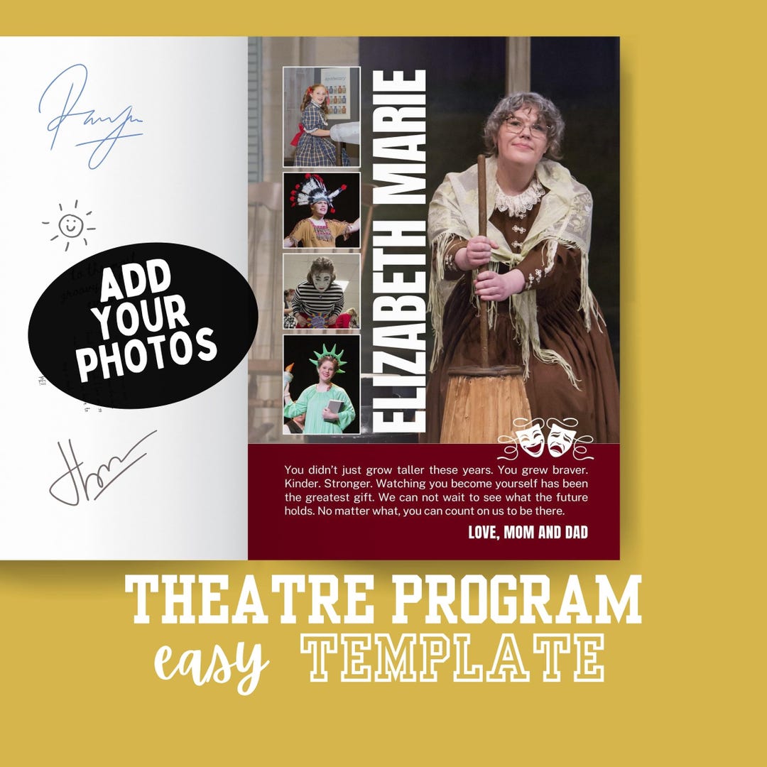 Editable Theatre Playbill Full Page Program Ad Canva Template Yearbook ...