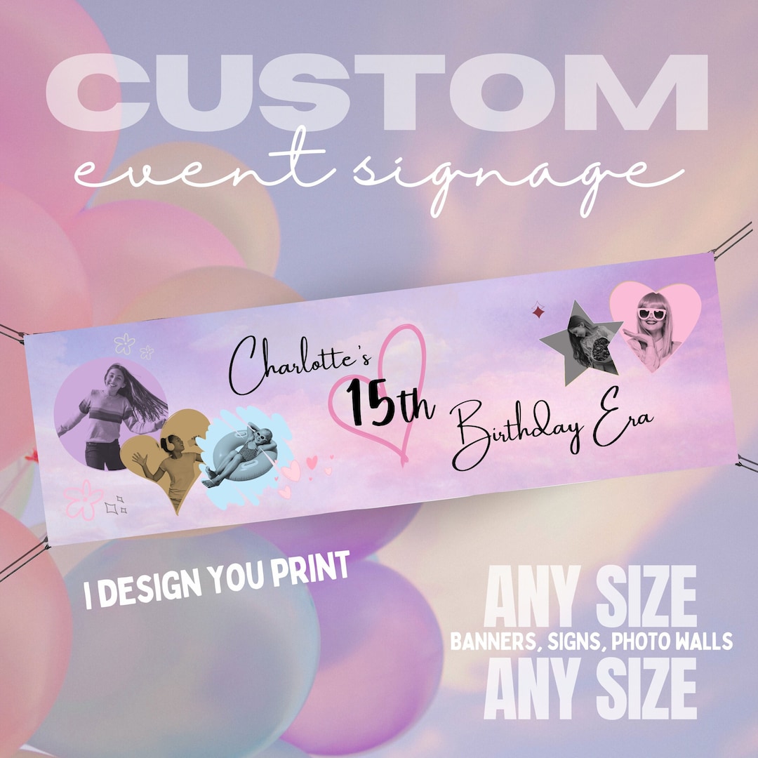 Custom Photo Birthday Banner Personalized Banner Editable Birthday Sign ...