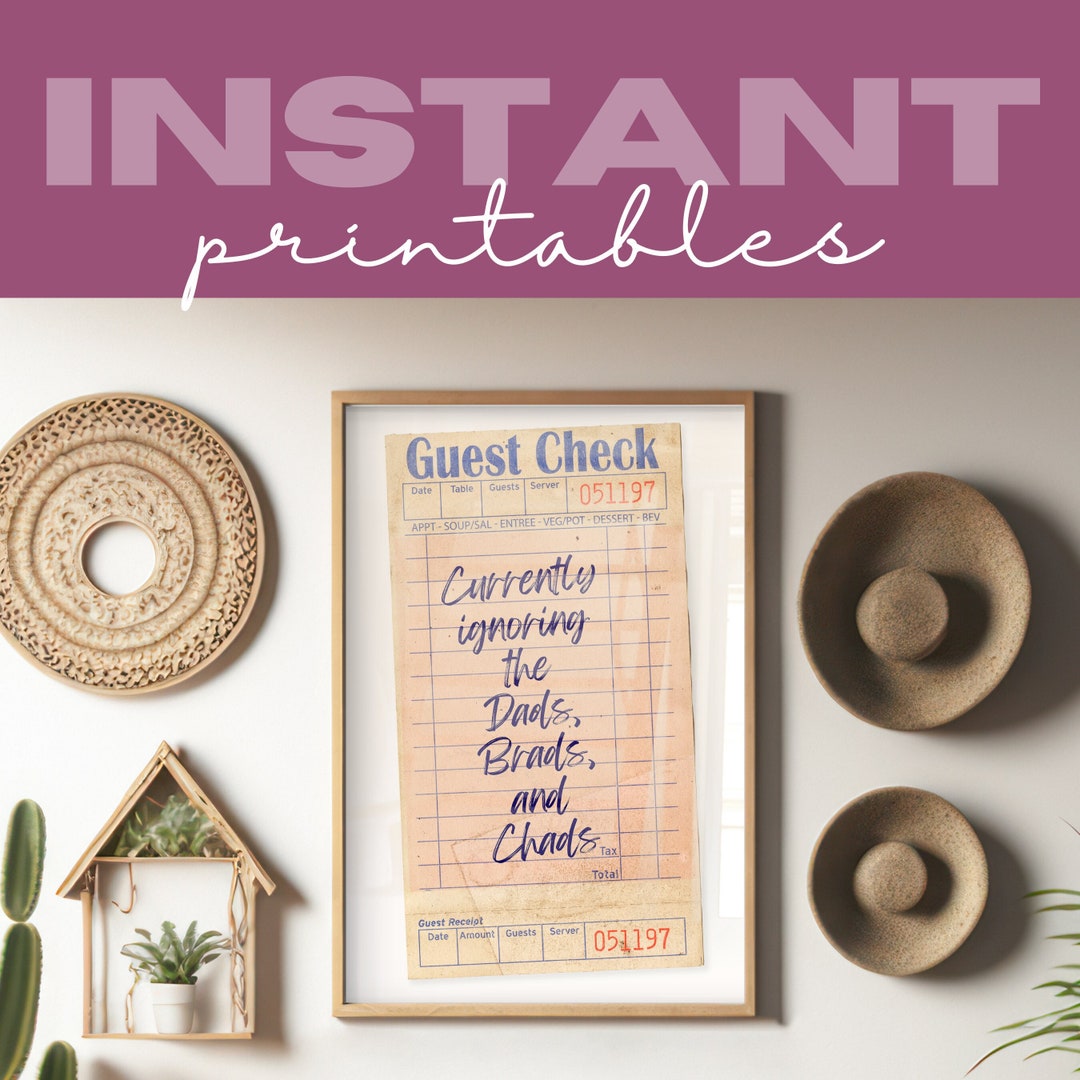 Trendy Guest Check Wall Art, Instant Download, Printable Football Era ...