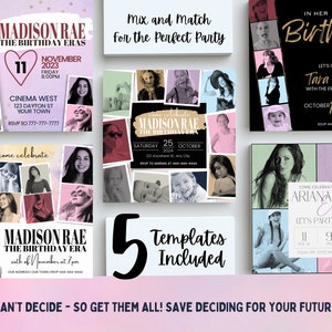 Editable Personalized Eras Themed Party Template Bundle | Printable ...