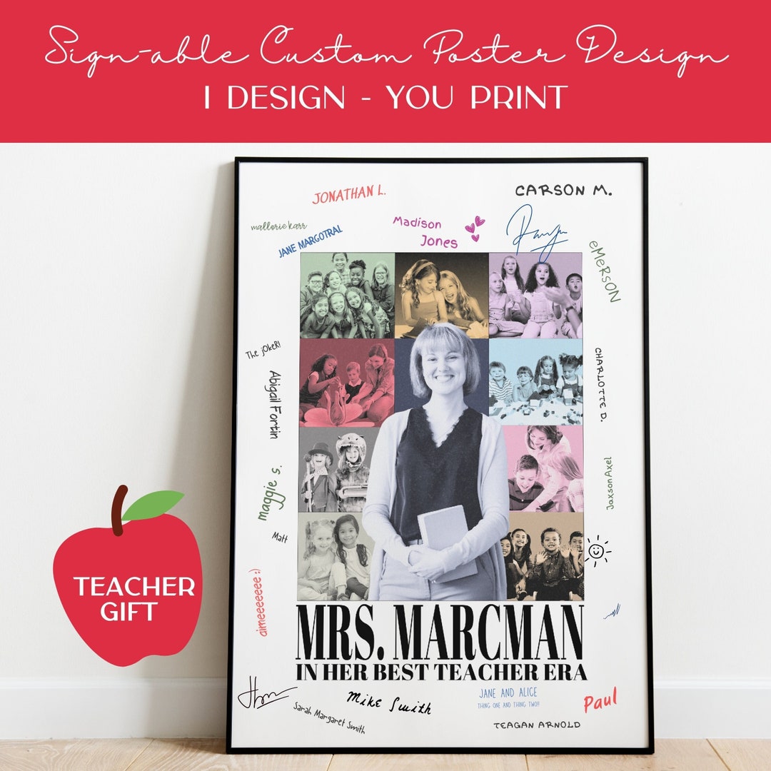 Teacher Gift Custom Eras Teacher Present Personalized Sign-able Poster ...