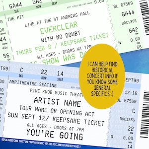 Nostalgic 90s Personalized Concert Ticket to Gift | Fake Concert ...