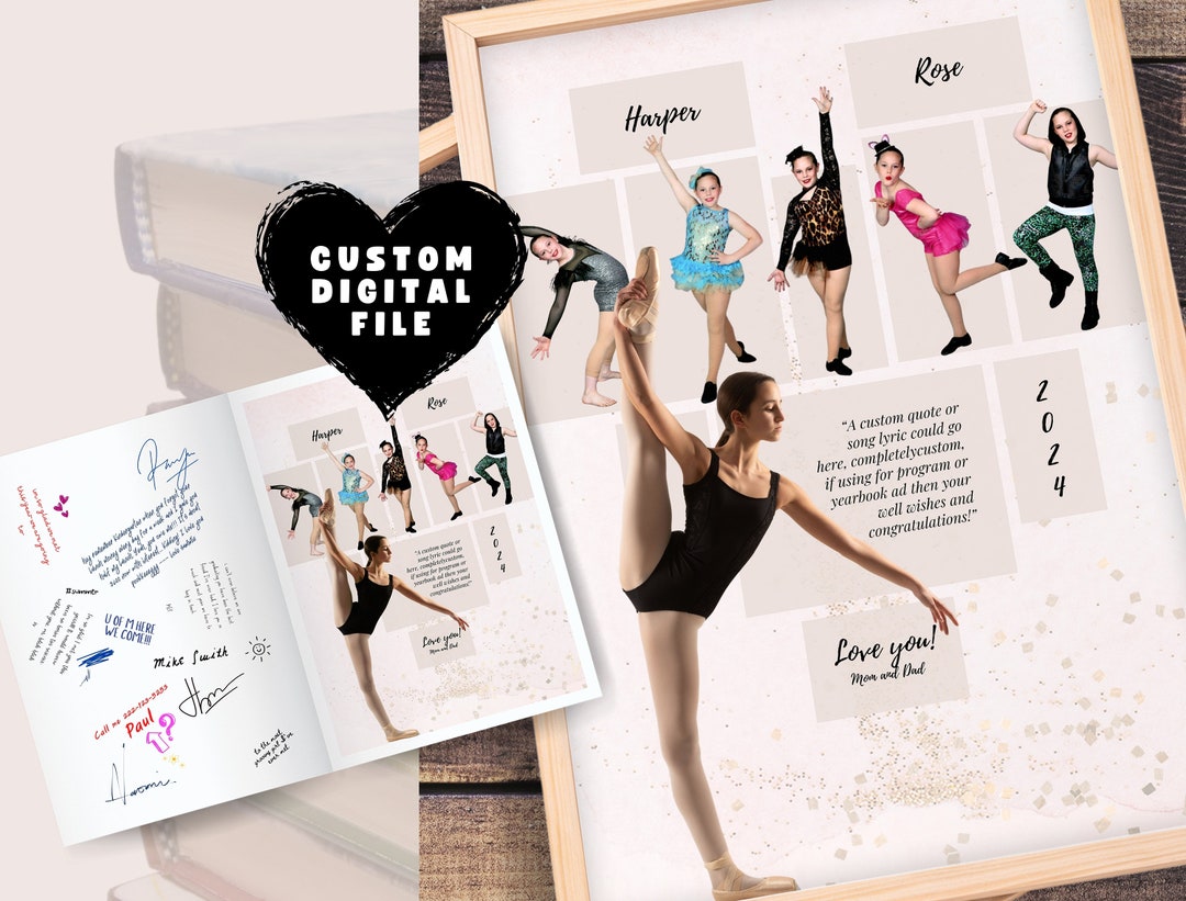 Full Page Dance Recital Program Tribute Page: Heart Photo Collage ...