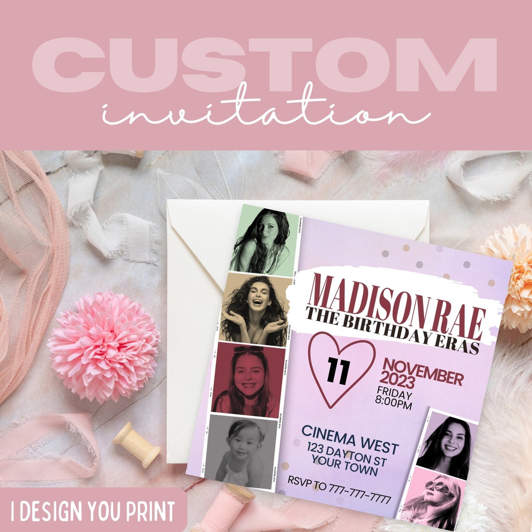 Custom Double Digit Eras Themed Birthday Party Invitation Personalized ...