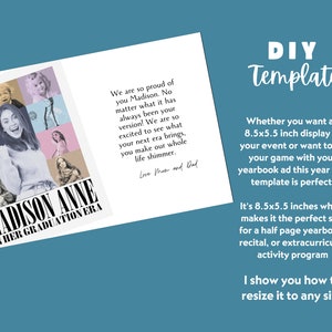 Yearbook Ad Template Personalized High School Half Page Program Eras ...