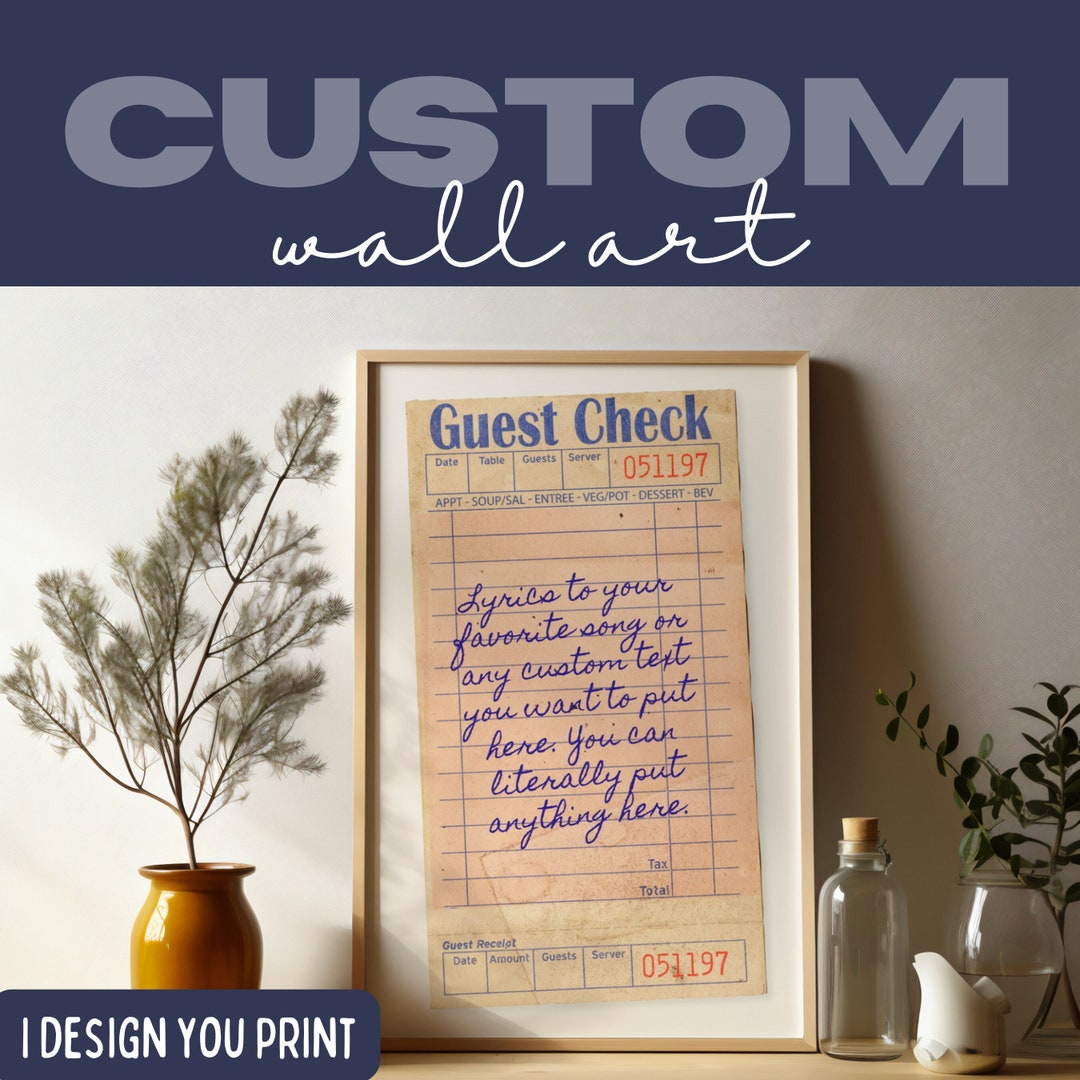 Custom Trendy Printable Guest Check Wall Art Dopamine Decor Preppy ...