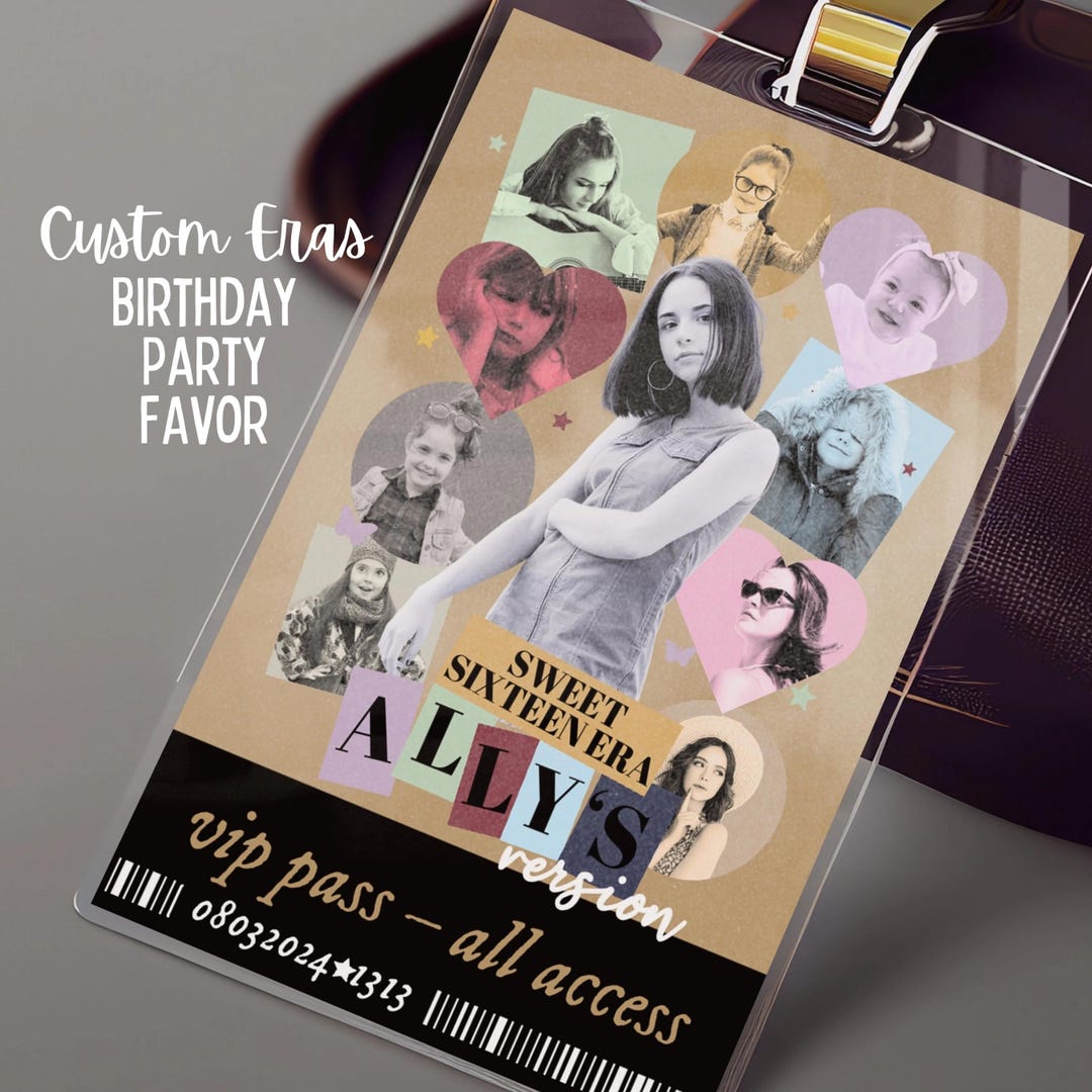 Personalized Eras VIP Pass: Custom Birthday Era Party Favor Invite All ...