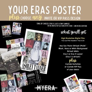 Custom Eras VIP Pass Birthday Invitation and Era Poster for Eras Themed ...
