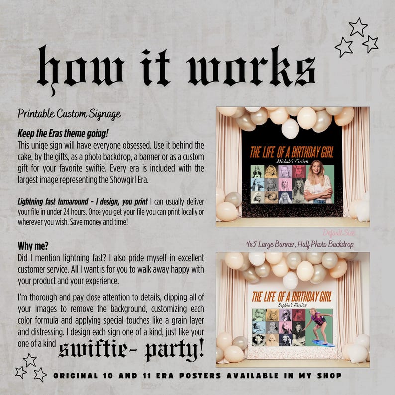 Personalized Eras Photo Backdrop: Custom Birthday Era Party Banner With ...
