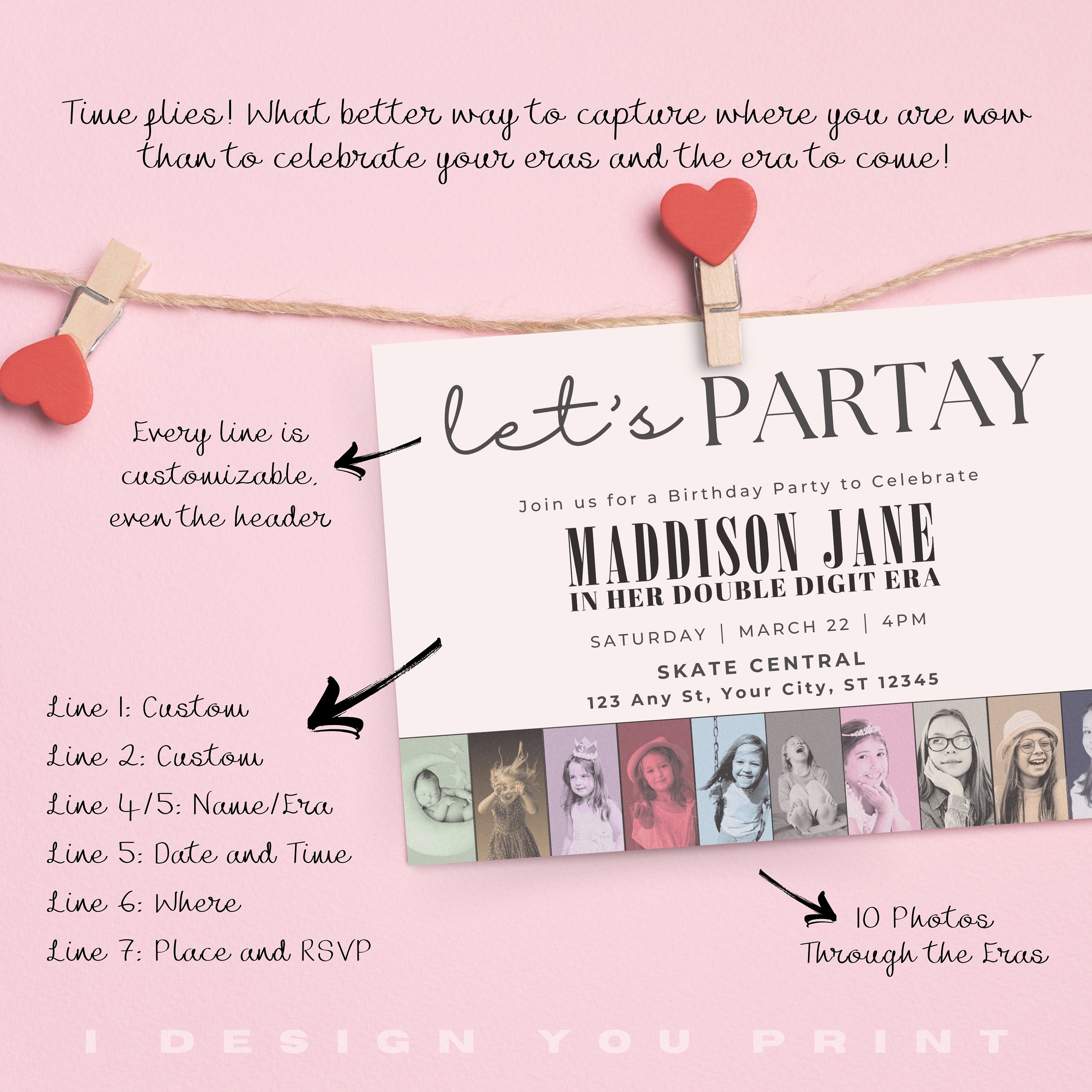 Custom, Personalized Eras Themed Birthday Party Invitation | Download ...