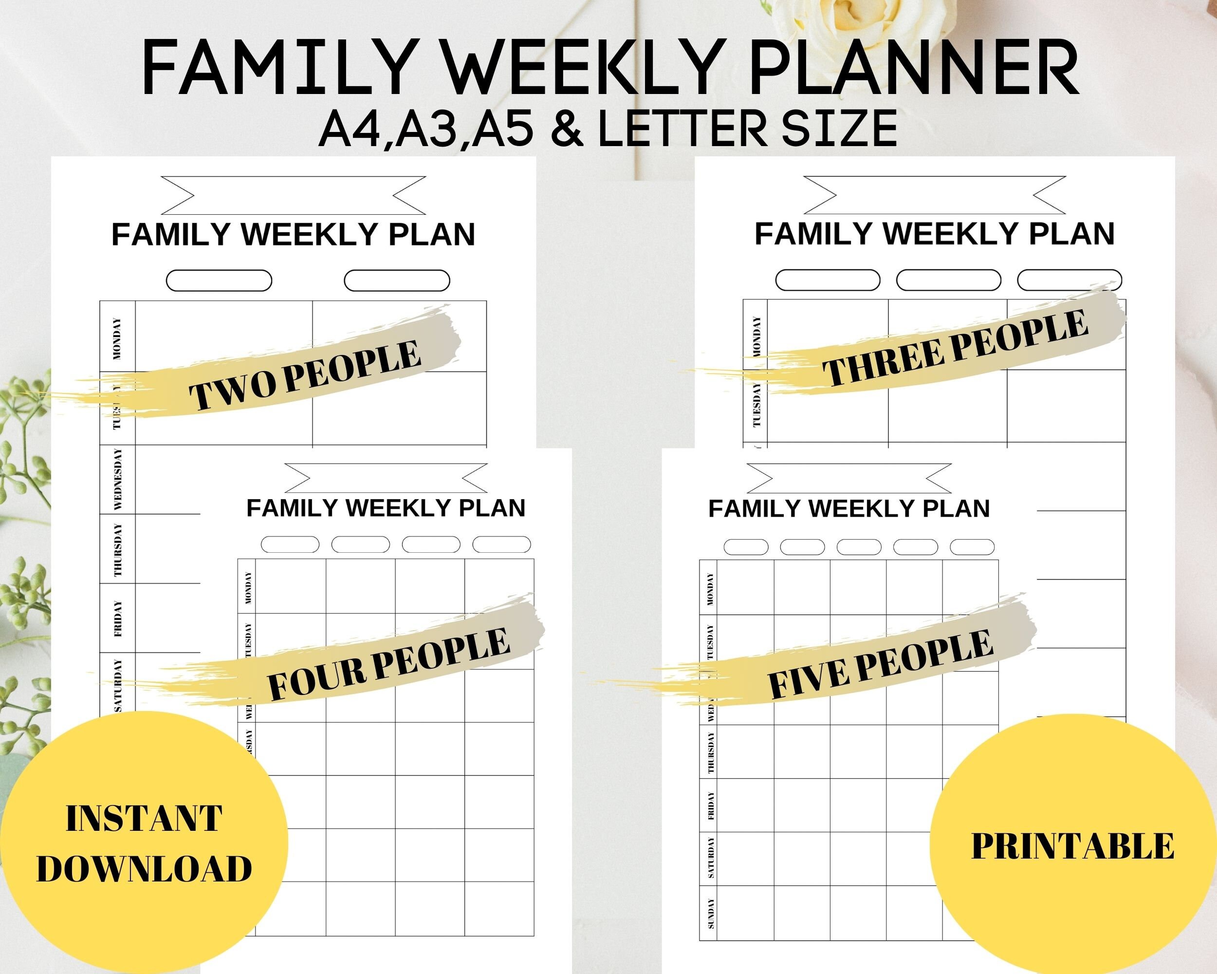 Family Weekly Planner Printable, Family Schedule, Family Organizer ...