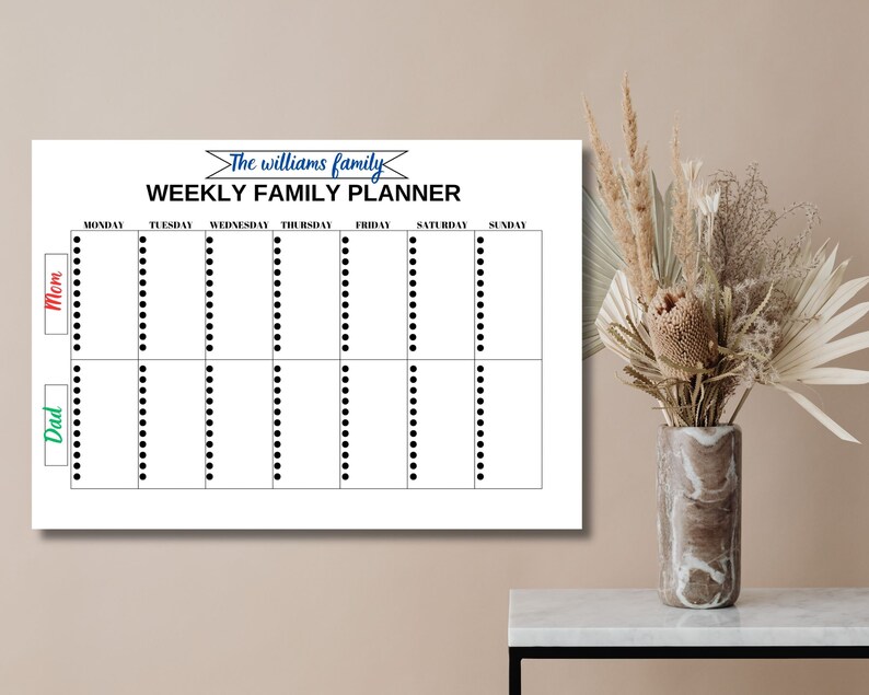 Family Weekly Planner Printable, Family Schedule, Family Organizer ...