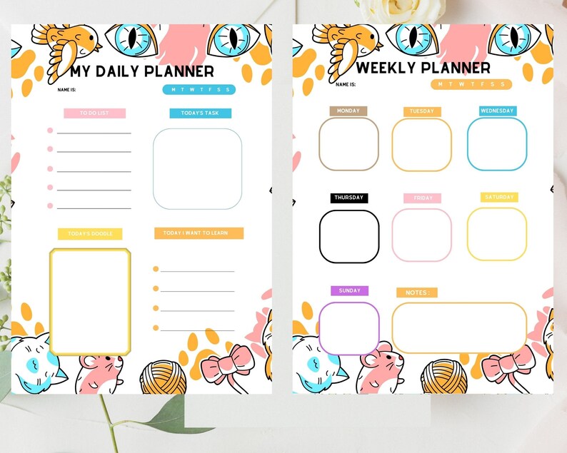 Printable Kids Planner Set, Kids School Planner, Kids Daily Planner ...