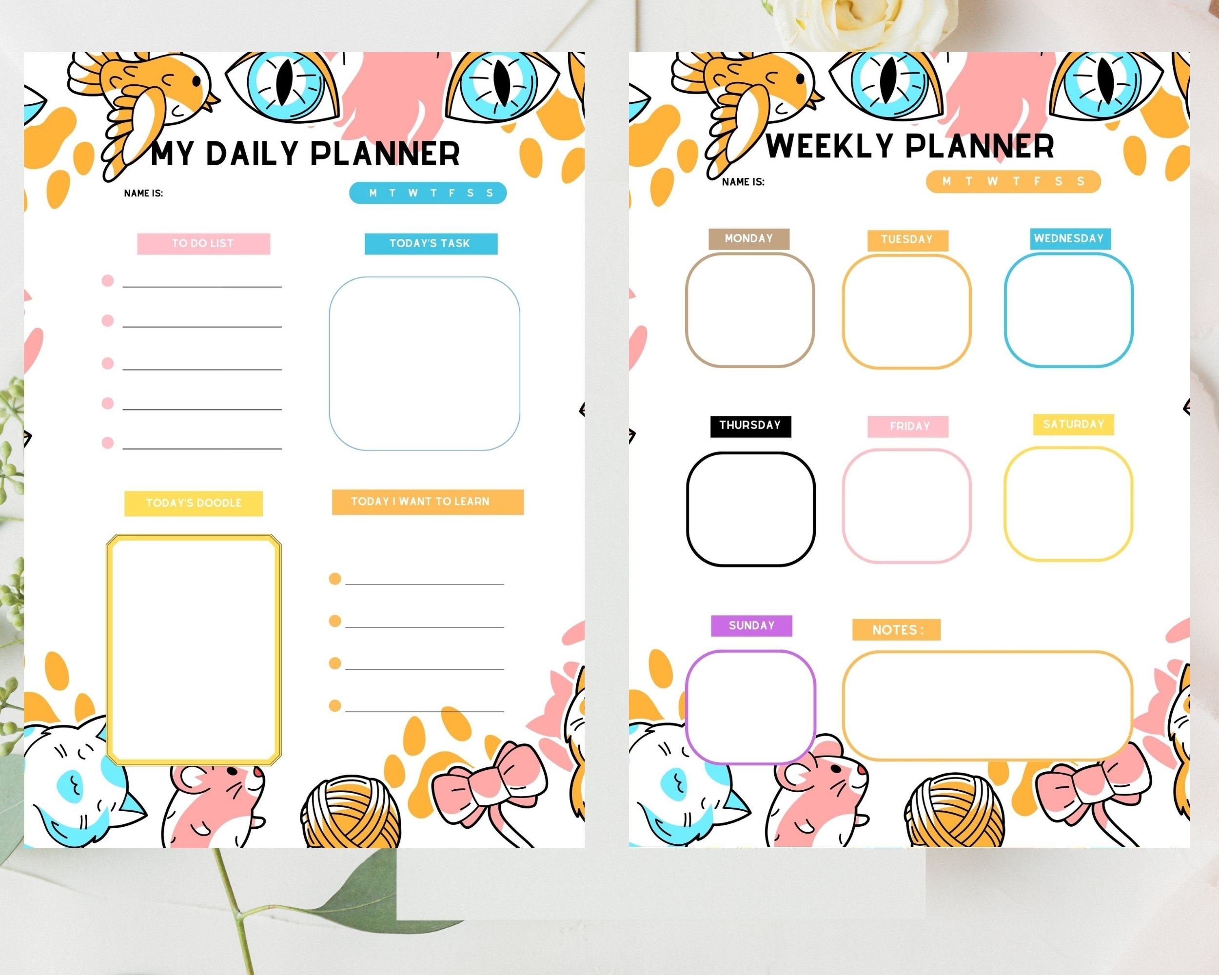 Printable Kids Planner Set, Kids School Planner, Kids Daily Planner ...