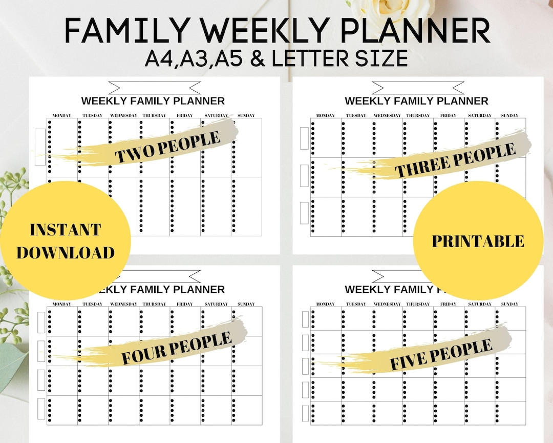 Family Weekly Planner Printable, Family Schedule, Family Organizer ...
