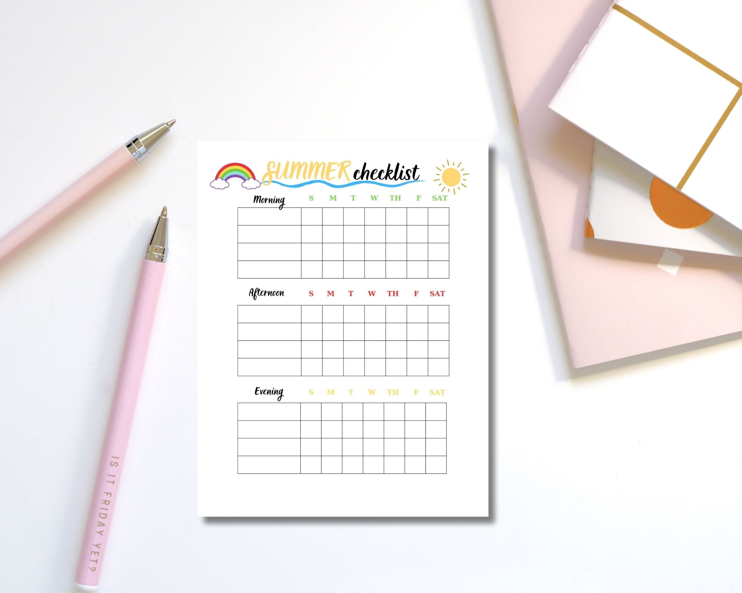 Printable SUMMER Daily Checklist for Kids | Chore Chart for Kids ...