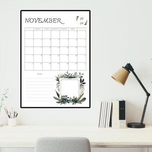 Floral Minimalist 2024 Calendar, Printable Monthly Calendar 2024, A4 ...