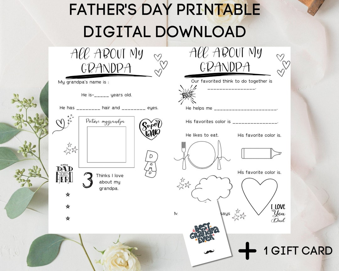 All About Grandpa, Father's Day Printable, Grandpa Printables ...