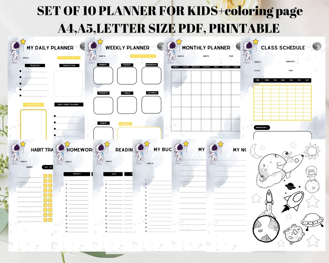 Printable Kids Planner Set, Kids School Planner, Kids Daily Planner ...