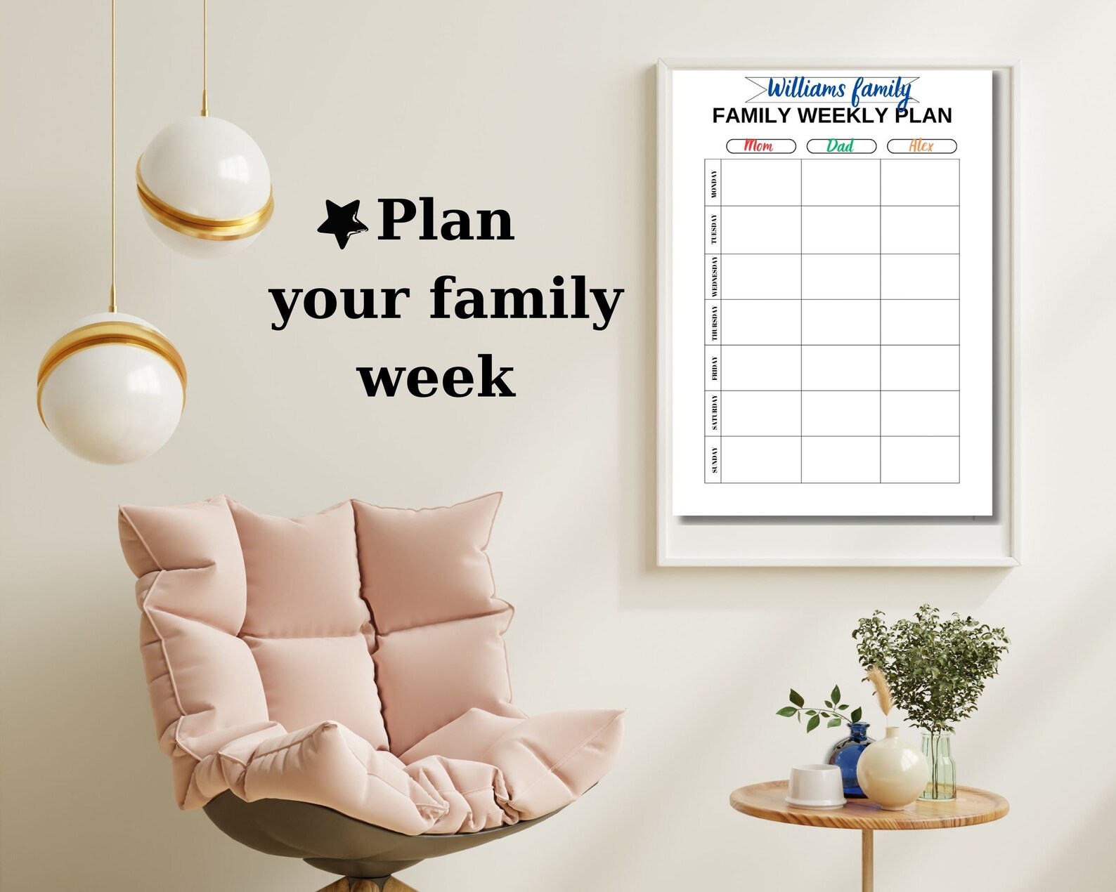 Family Weekly Planner Printable, Family Schedule, Family Organizer ...