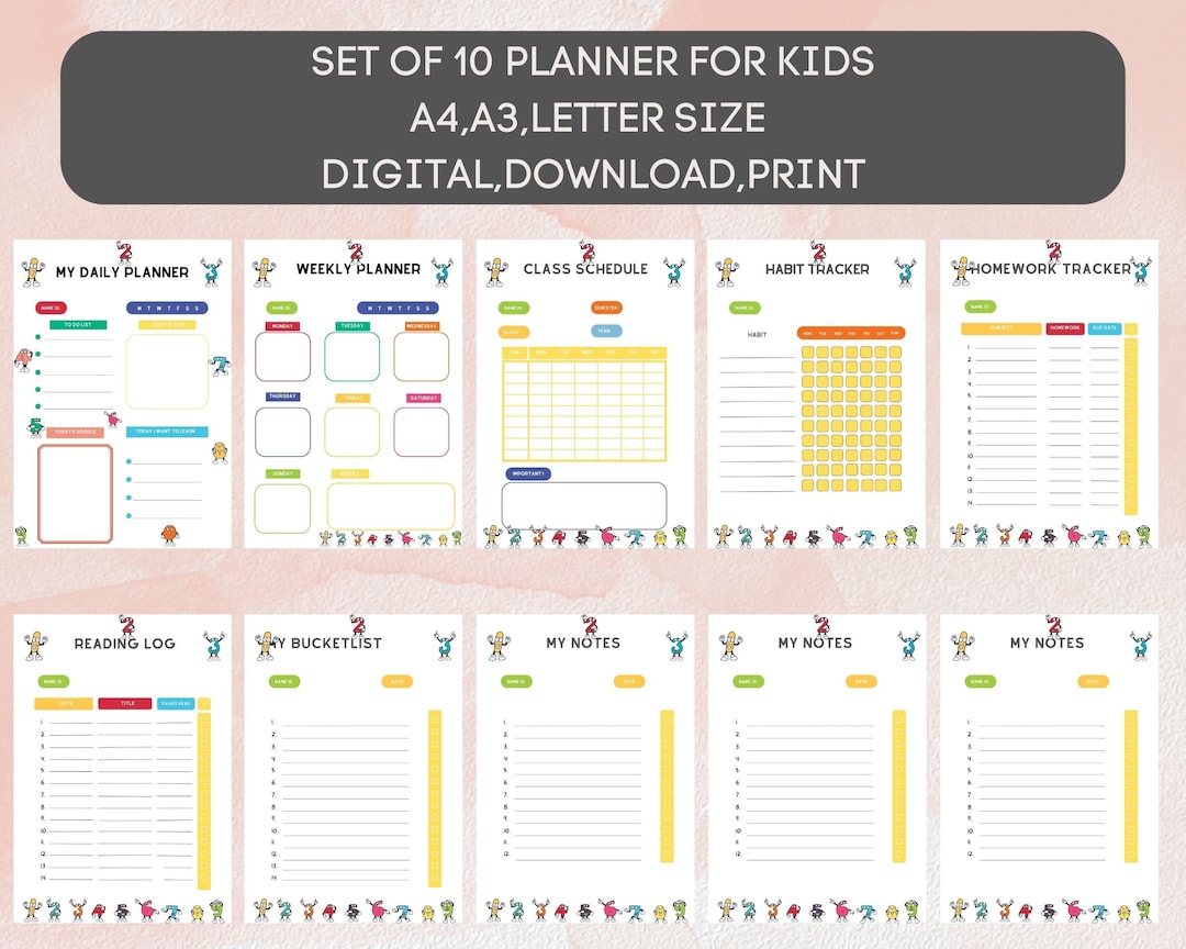 Kids Planner Printable,planner for Kids,homeschool Planner,unicorn ...
