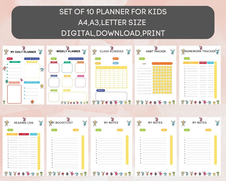 Kids Planner Printable,planner for Kids,homeschool Planner,unicorn ...