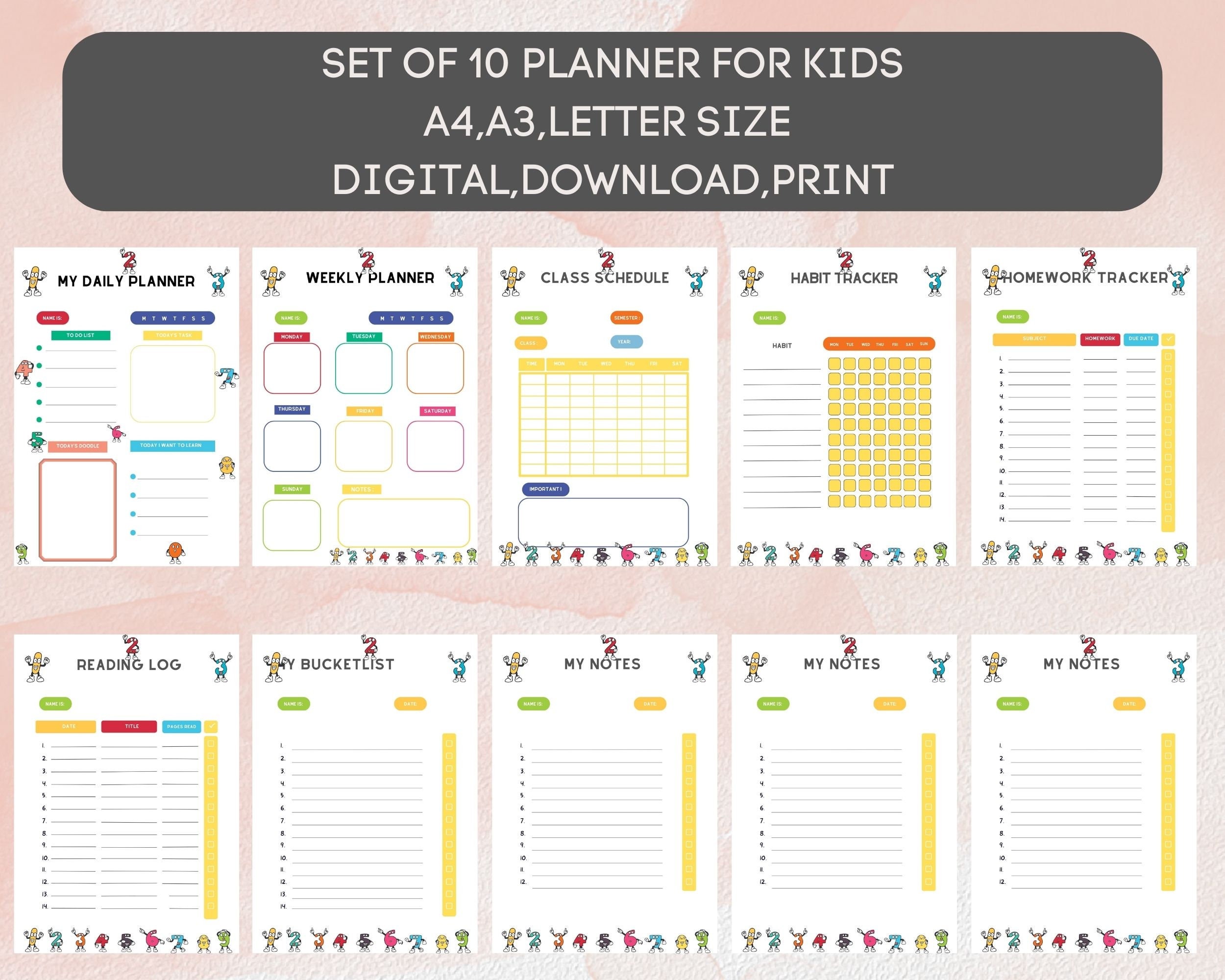 Kids Planner Printable,planner for Kids,homeschool Planner,unicorn ...