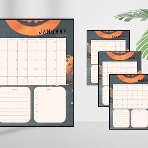 Halloween 2024 Calendar, Printable Watercolor Monthly Calendar 2024, A4 ...