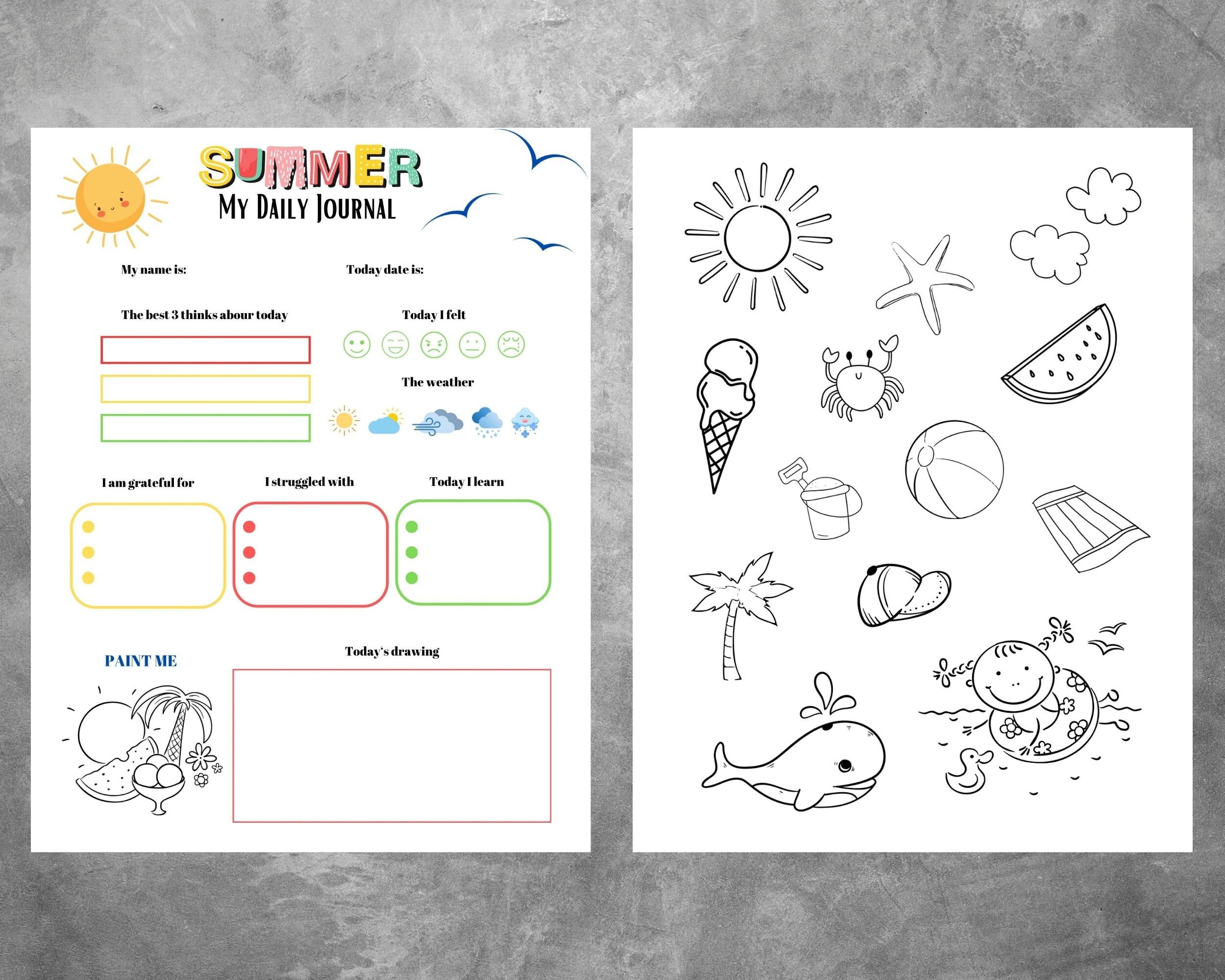 Kids Daily Journal Printable, Kids Diary Printable, Journal for Kids ...