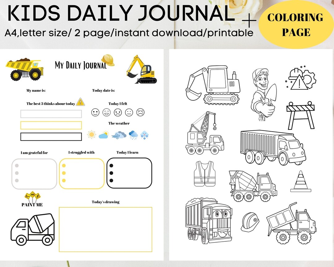 Kids Daily Journal Printable, Kids Diary Printable, Journal for Kids ...