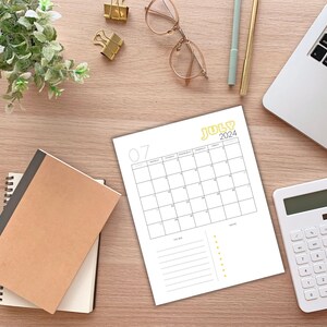 Watercolor Floral Minimalist 2024 Calendar Printable Monthly - Etsy