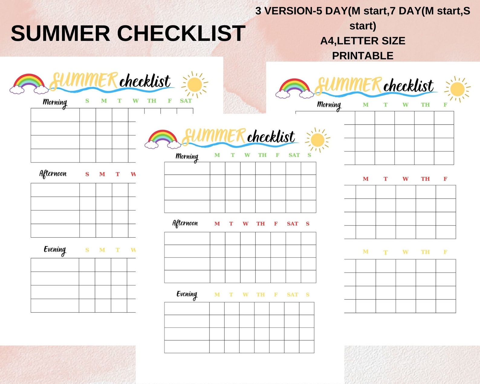 Printable SUMMER Daily Checklist for Kids | Chore Chart for Kids ...