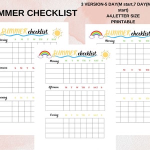 Printable SUMMER Daily Checklist for Kids | Chore Chart for Kids ...