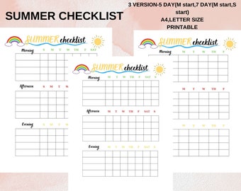 Printable SUMMER Daily Planner for Kids Chore Chart for Kids Summer ...