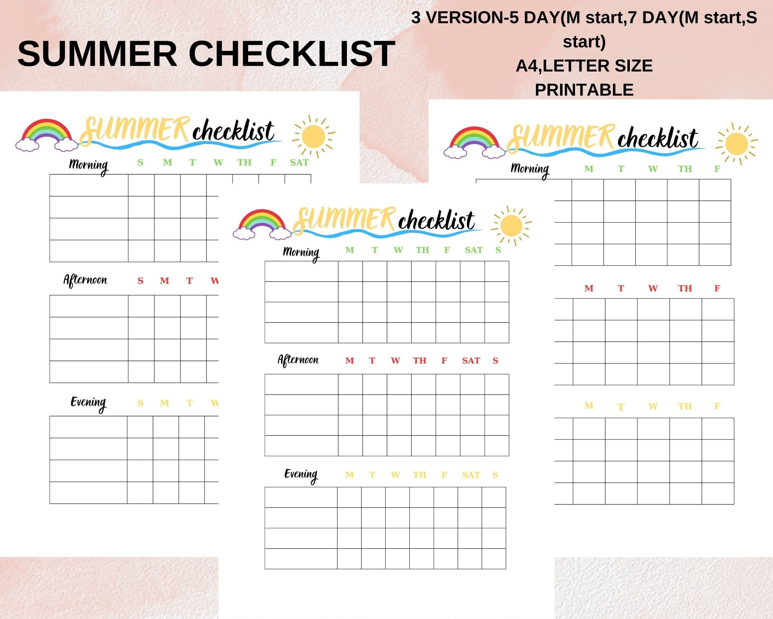 Printable SUMMER Daily Checklist for Kids | Chore Chart for Kids ...