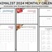 Watercolor Floral Minimalist 2024 Calendar Printable Monthly - Etsy