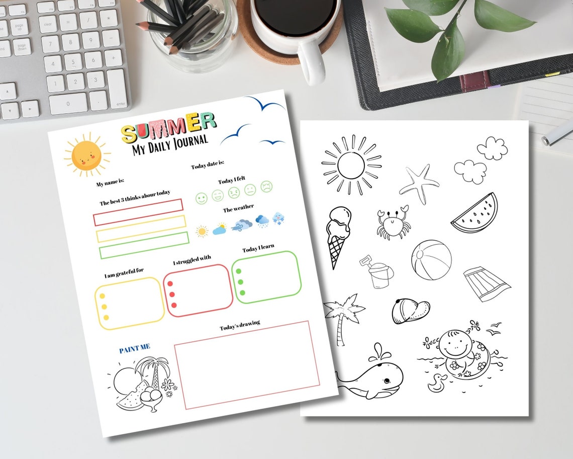 Kids Daily Journal Printable, Kids Diary Printable, Journal for Kids ...