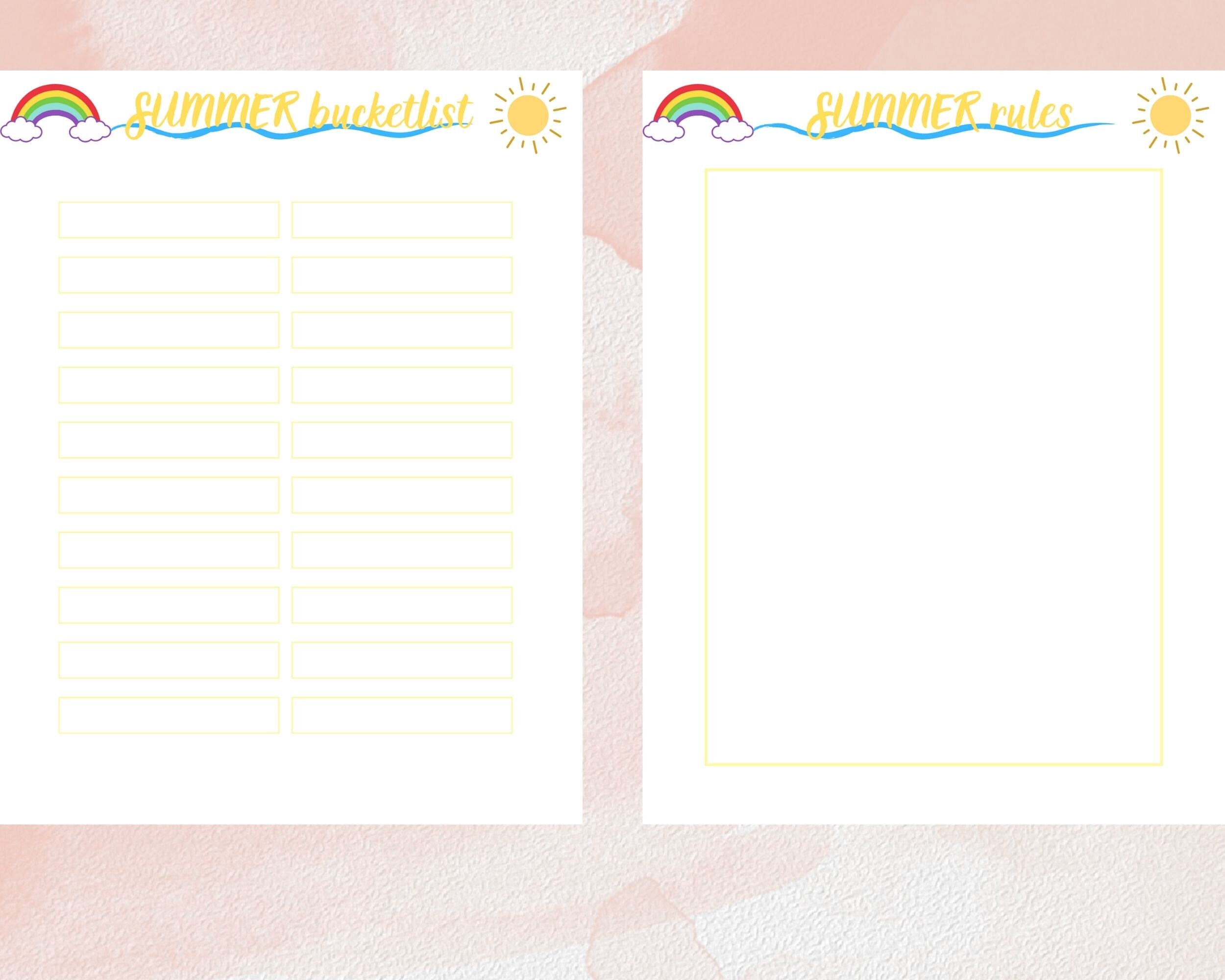 Printable Summer 2023 Planner Bundle,summer Calendar,summer Checklist ...