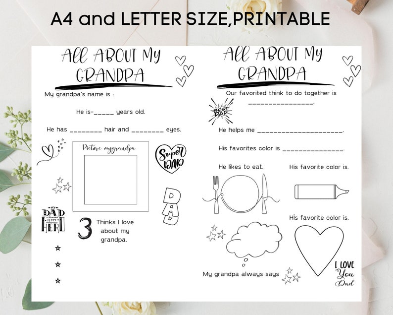 All About Grandpa, Father's Day Printable, Grandpa Printables ...