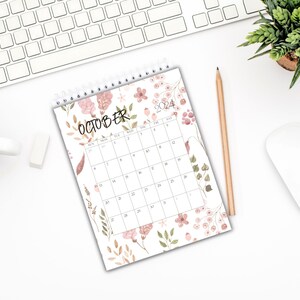 Watercolor Floral Minimalist 2024 Calendar, Printable Monthly Calendar ...
