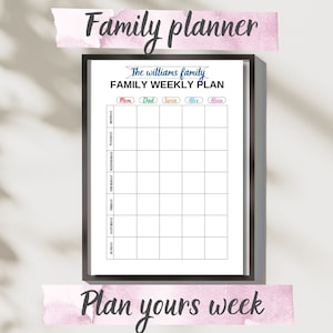 Family Weekly Planner Printable, Family Schedule, Family Organizer ...