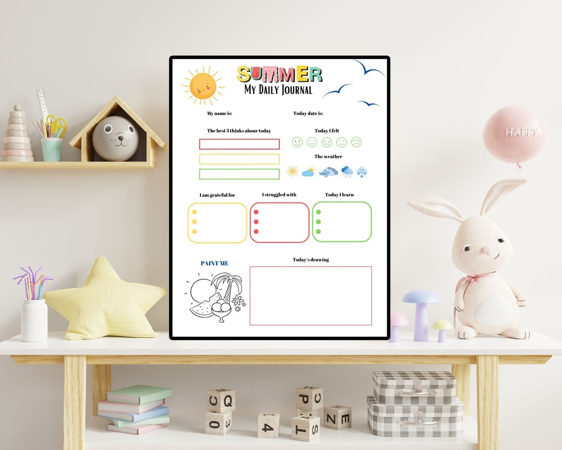Kids Daily Journal Printable, Kids Diary Printable, Journal for Kids ...