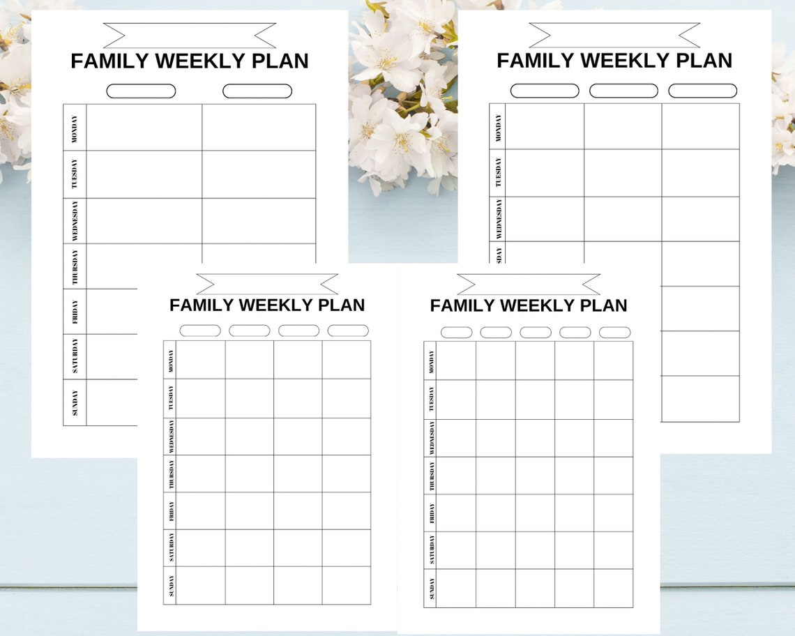 Family Weekly Planner Printable, Family Schedule, Family Organizer ...