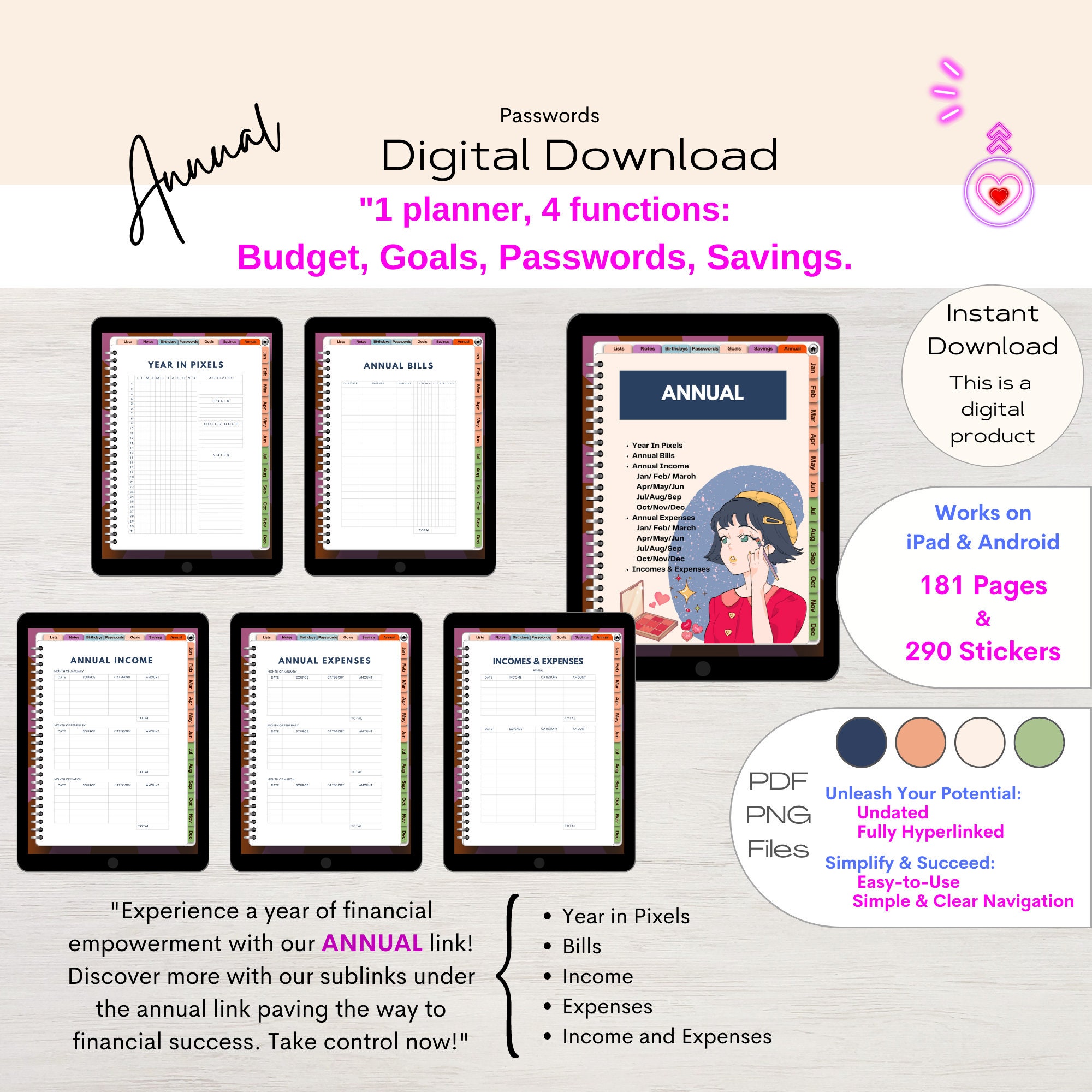 Cute Goodnotes Planner Budget Planner Digital Planner Finance Planner ...