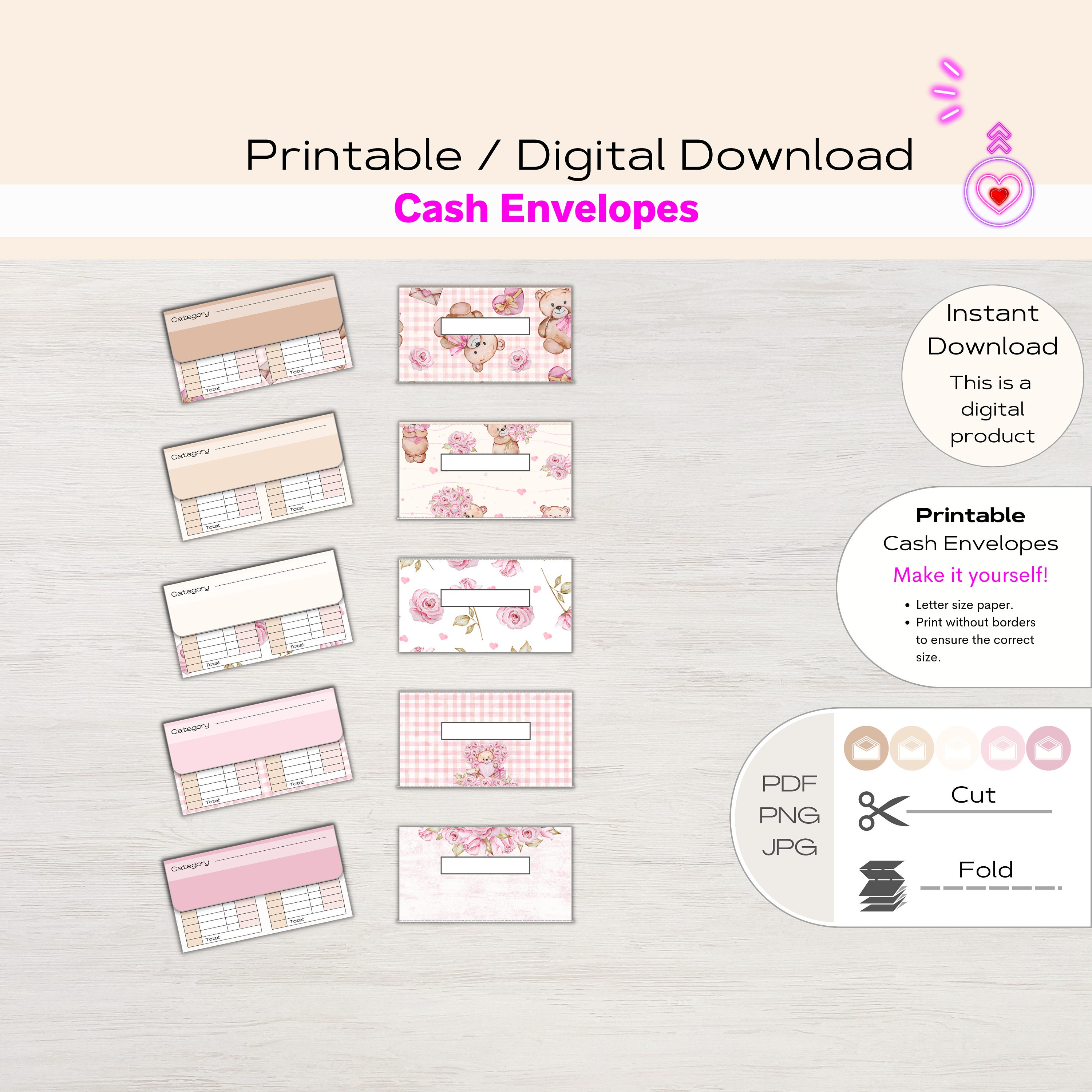 Printable Cash Envelopes With Spending Transaction Tracker, Money ...