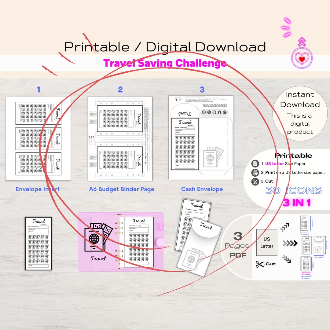 Travel Printable Savings Challenge Bundle Summer Savings Challenge ...