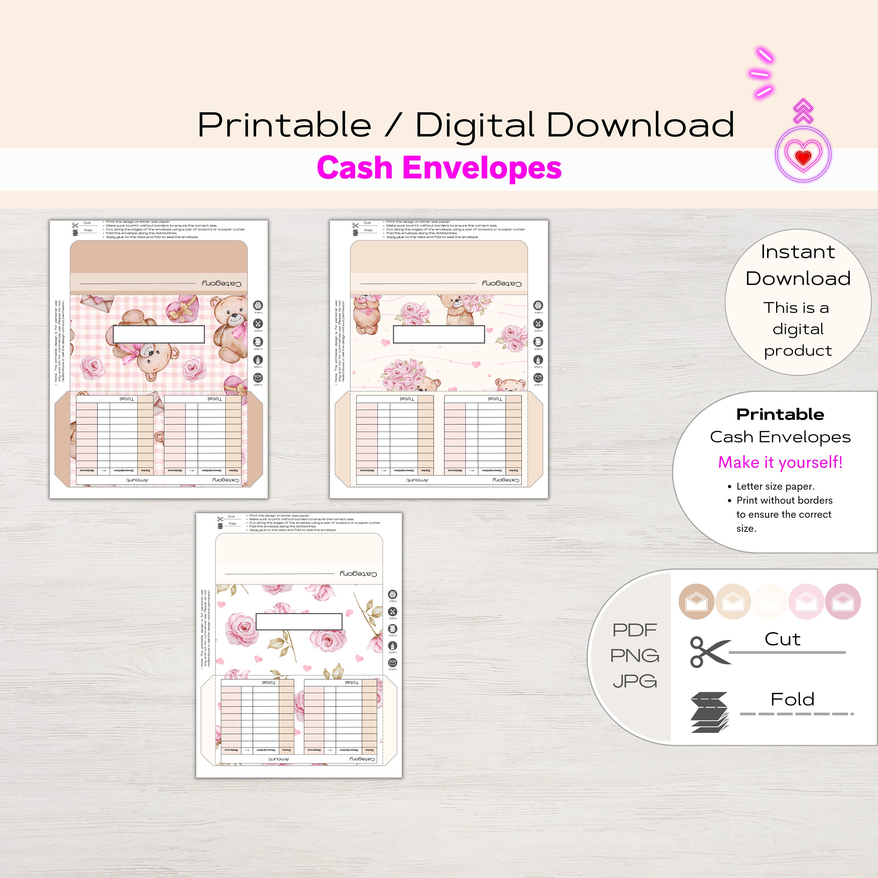 Printable Cash Envelopes With Spending Transaction Tracker, Money ...