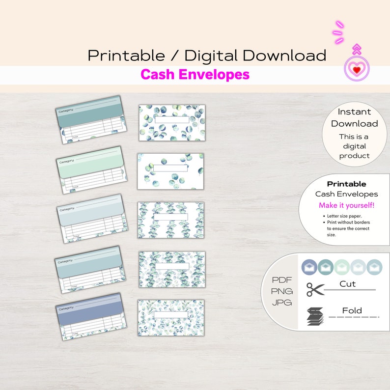 Cash Envelope System Printable Cash Envelopes With Transaction Tracker ...