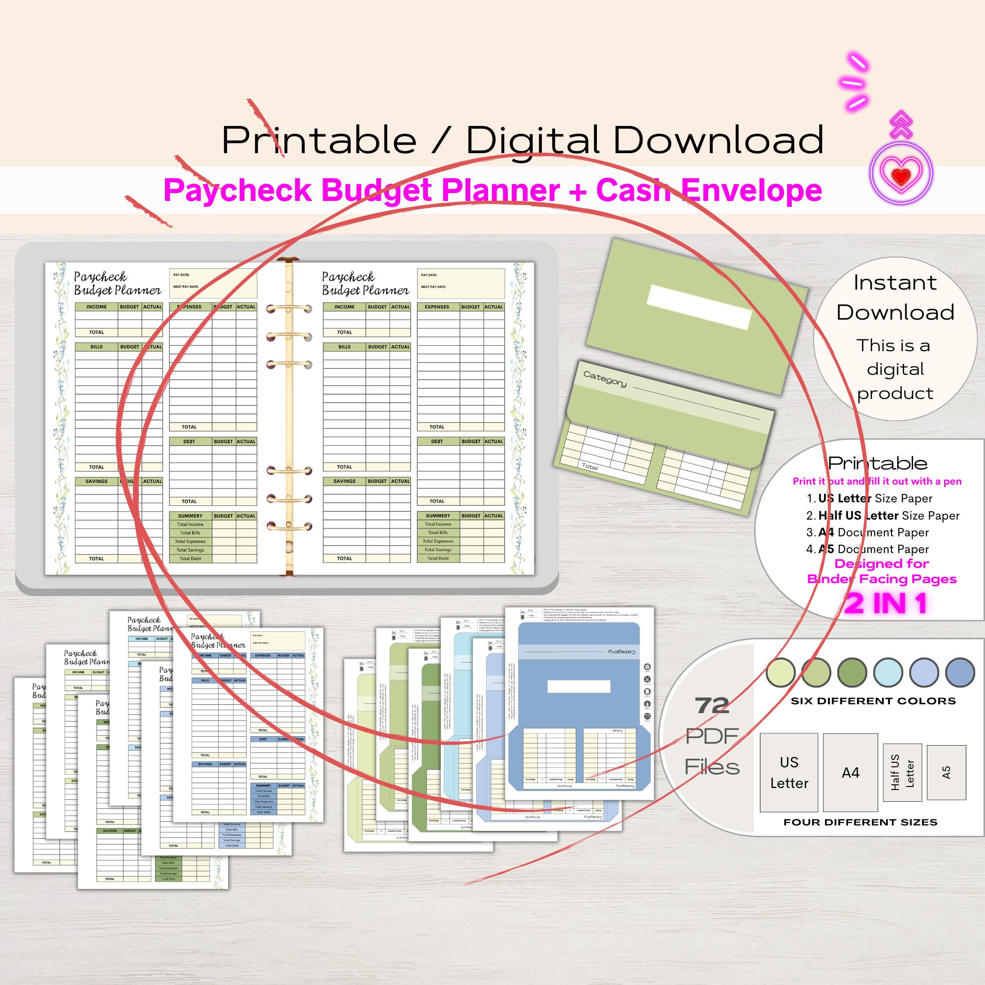 Paycheck Budget Planner Bundle Paycheck Budget Printable - Etsy