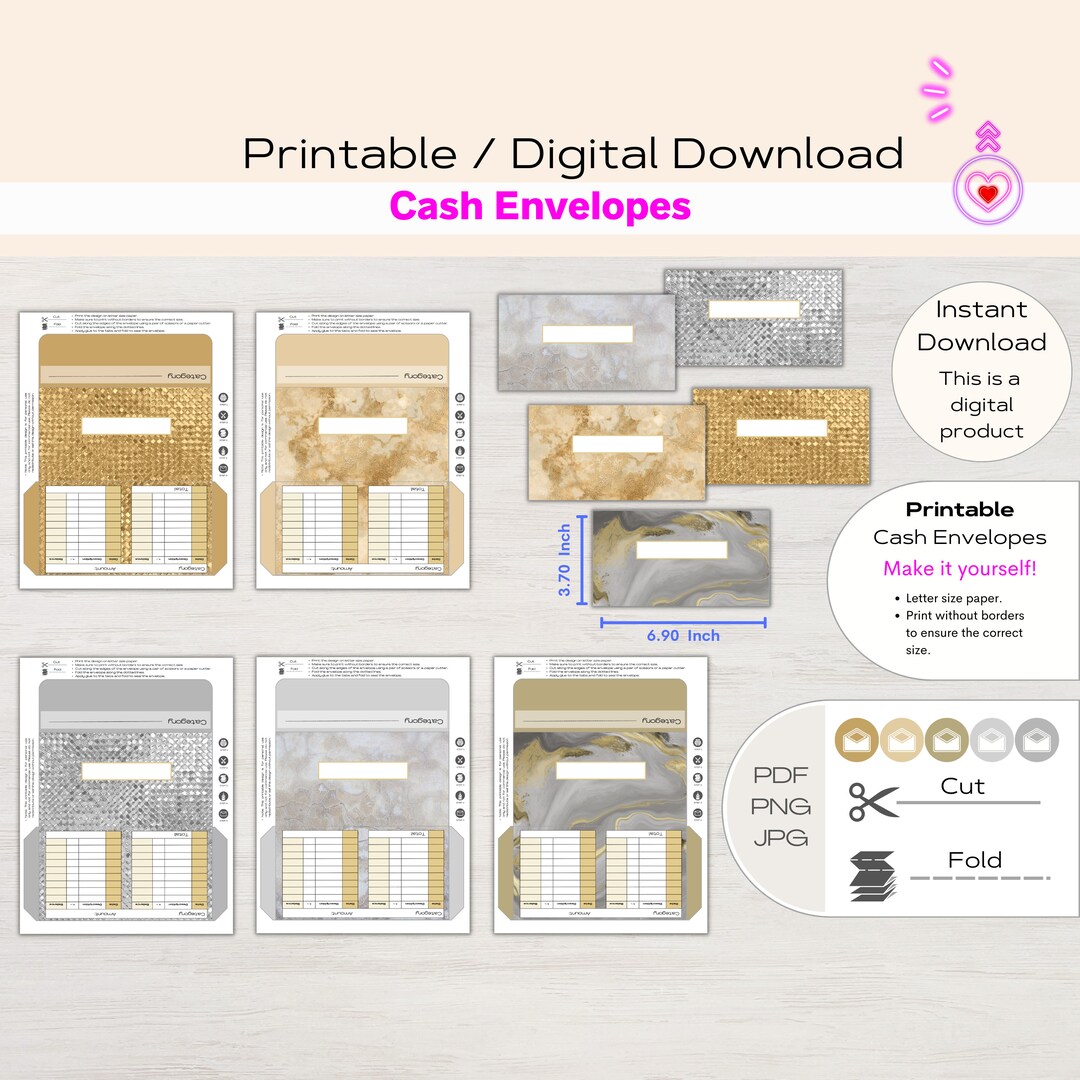 Budget Planner Printable PDF Cash Envelopes Expense Tracker - Etsy